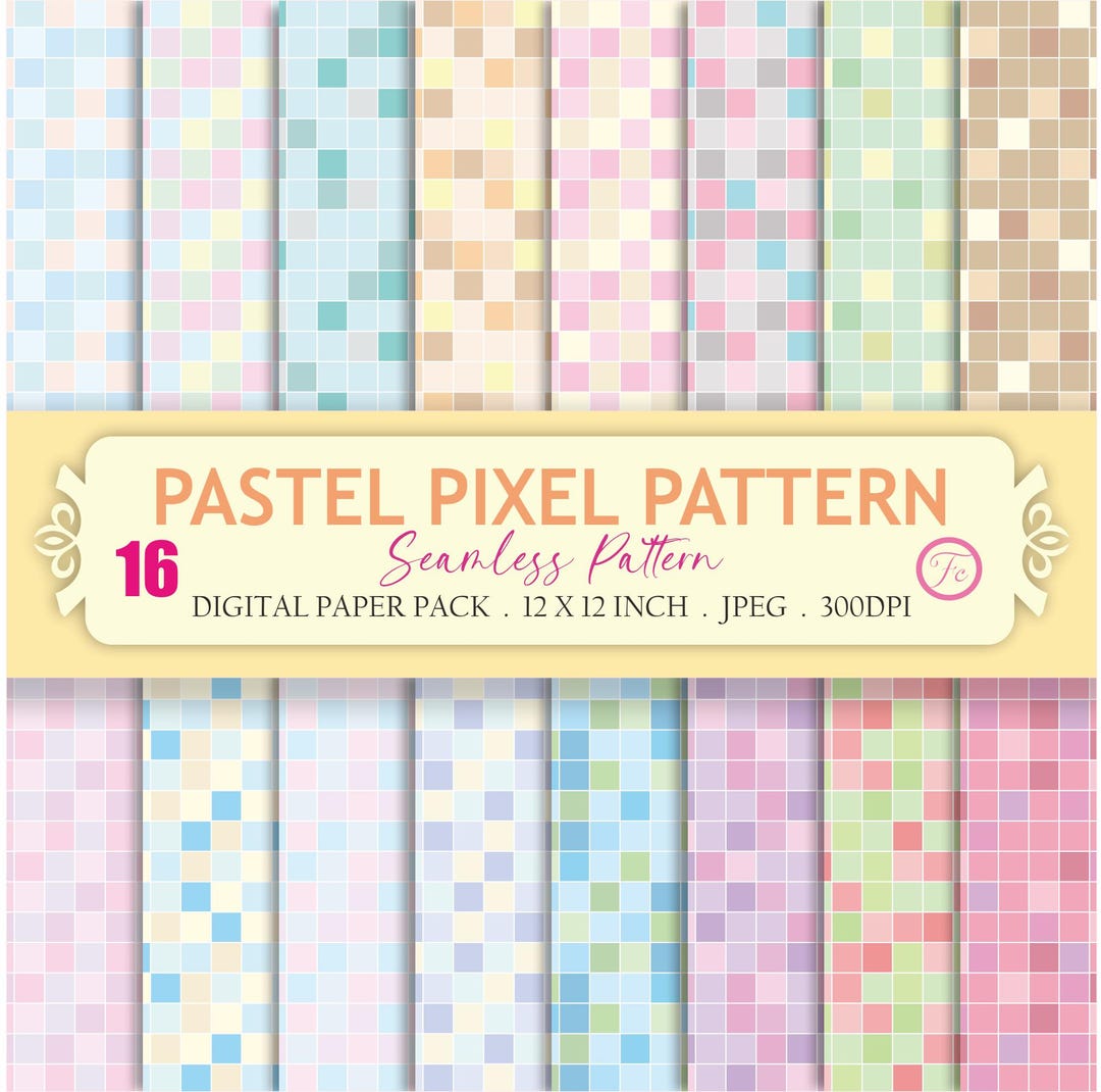 Pixel Seamless Pattern - Digital Paper - 16 Design - for Commerce ...