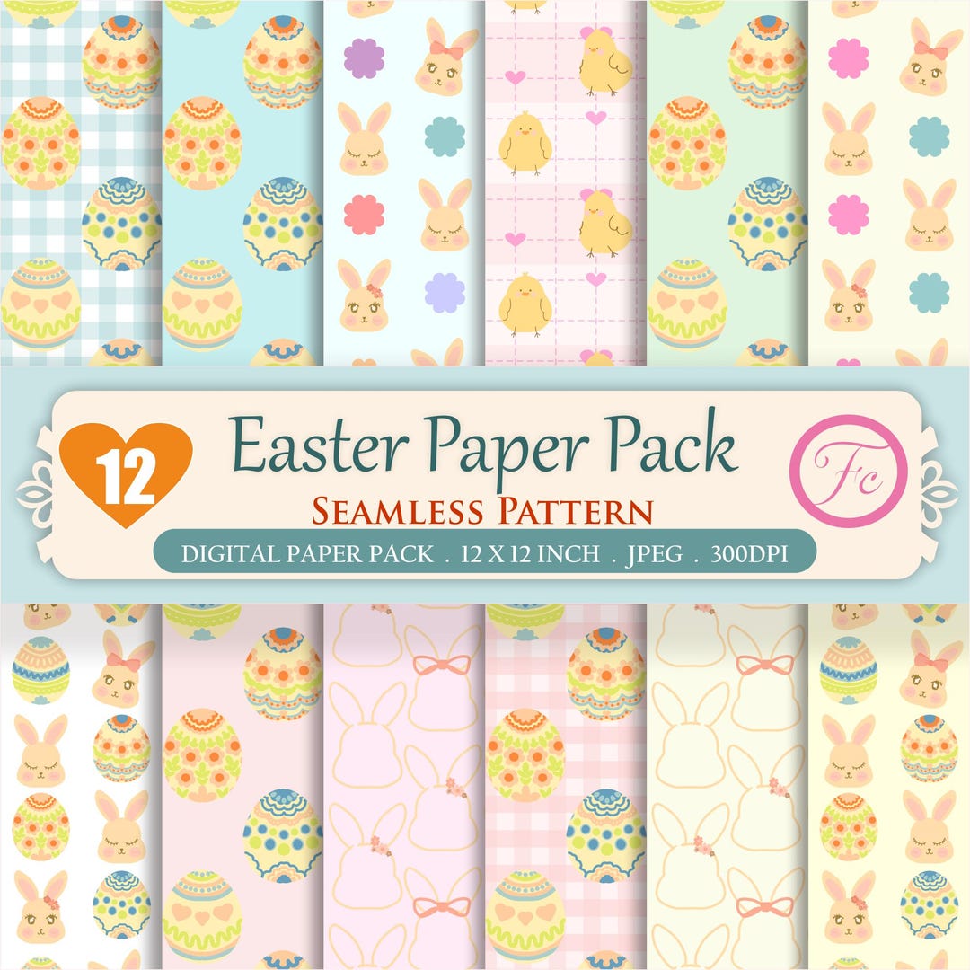 Easter Digital Paper Pack | Pastel Boho Seamless Patterns (instant ...