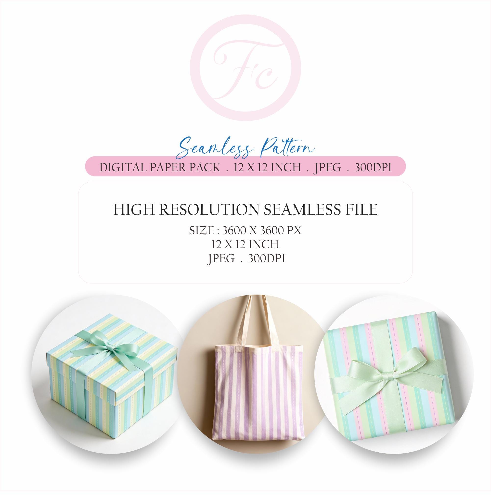 Pastel Stripes Seamless Digital Paper Scrapbook Background (digital ...