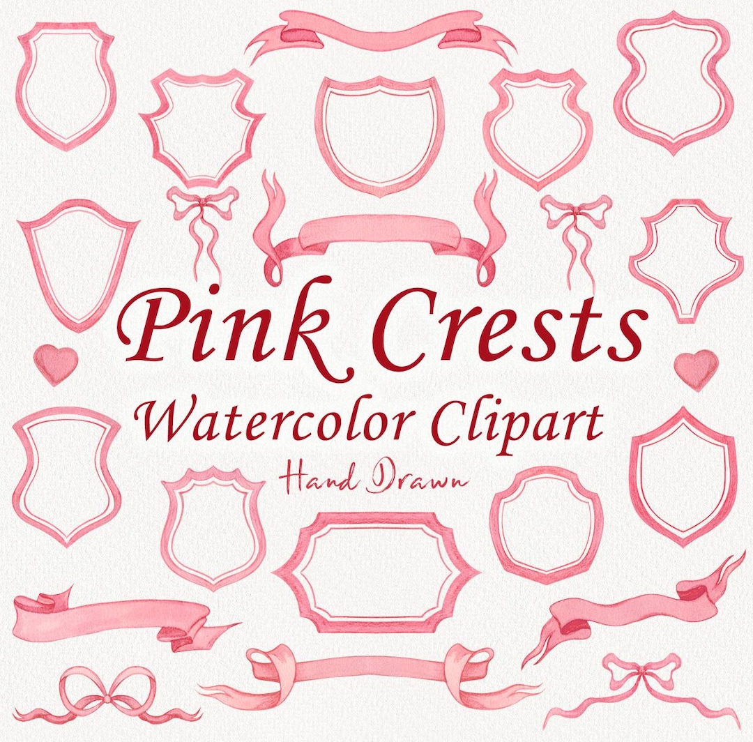 Crests Clipart. Wedding Crests. Watercolor Crests. Watercolor Pink ...