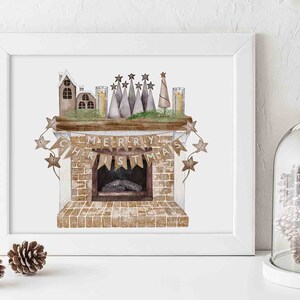 Farmhouse Christmas Clipart. Rustic Christmas. Christmas Fireplace ...