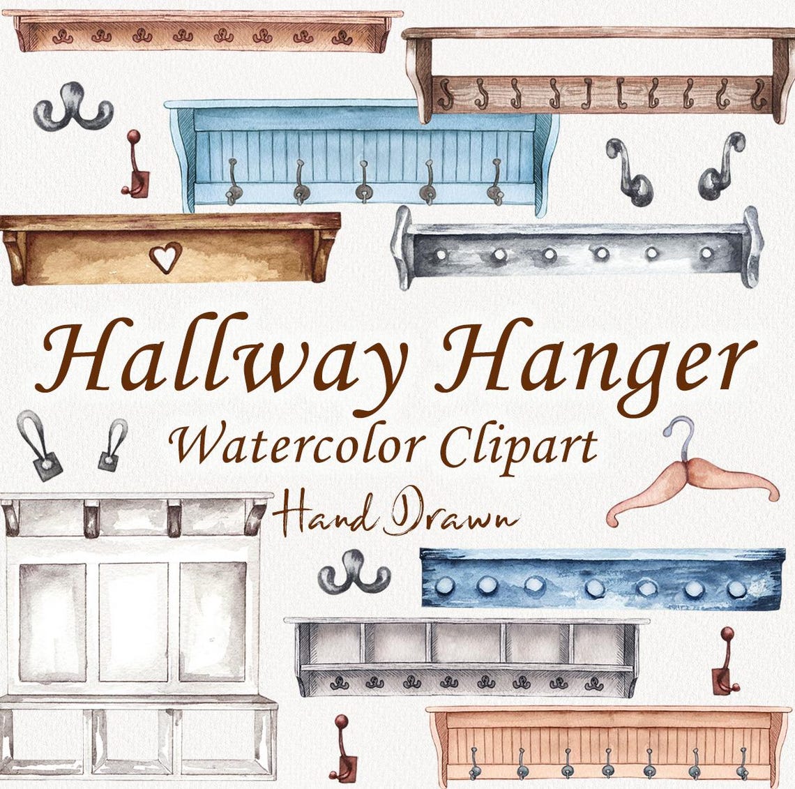Hallway Hanger Clipart. Cloth Hooks. Family Print Scene Creator ...