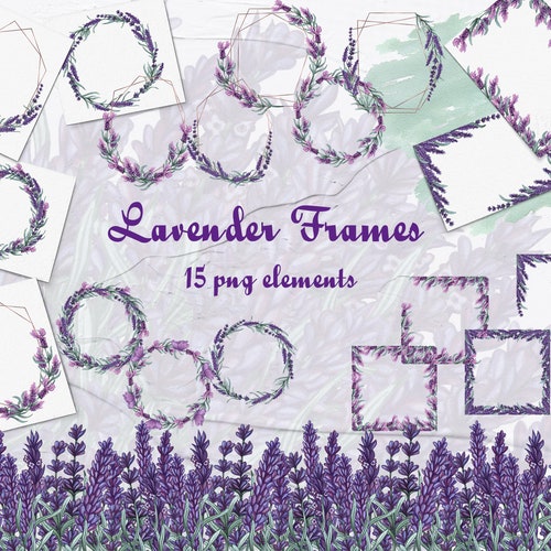 Lavender Frames Clipart Lavender Wreath Clip Art Lavender - Etsy