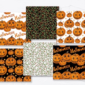 12 Watercolor Halloween Digital Papers. Halloween Seamless Pattern ...