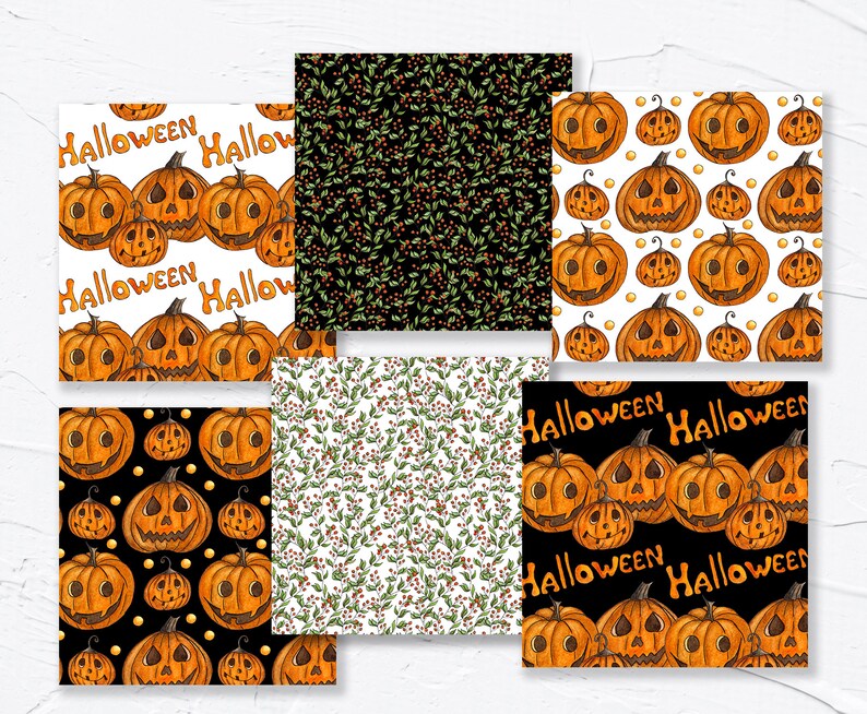 12 Watercolor Halloween Digital Papers. Halloween Seamless - Etsy