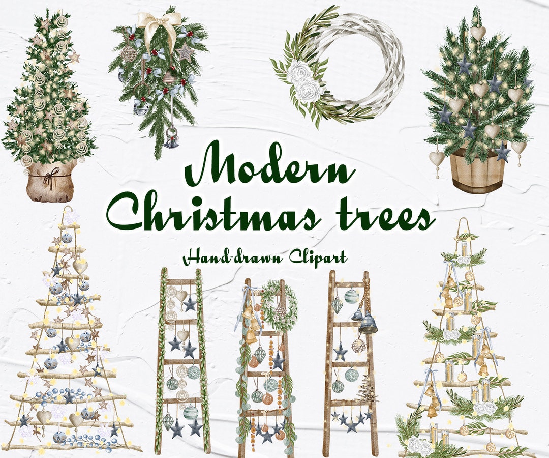 Christmas Tree Watercolor Clipart. Watercolor Pine Tree Clipart ...