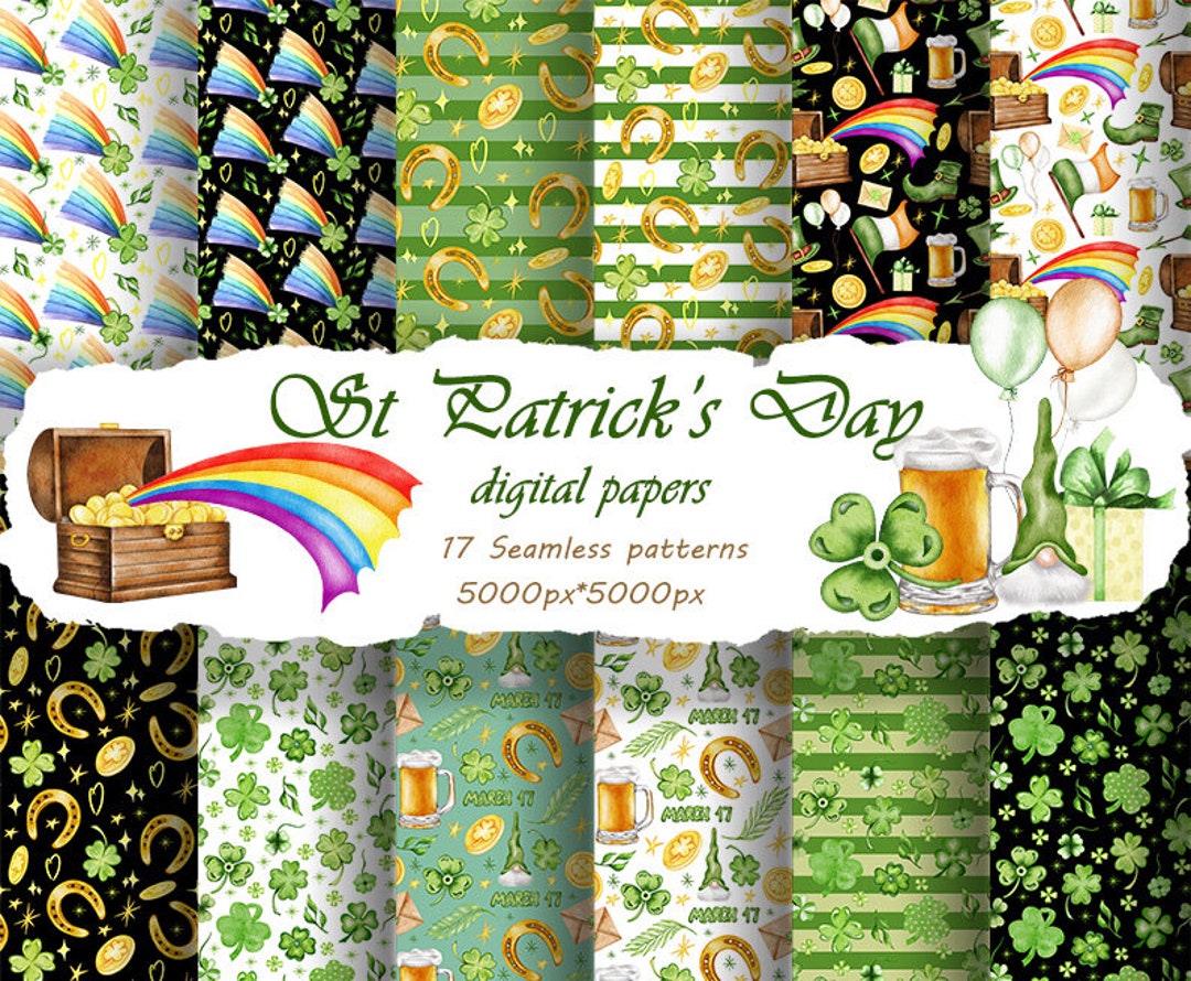 St Patricks Day Digital Paper. Saint Patrick's Day Digital Paper ...