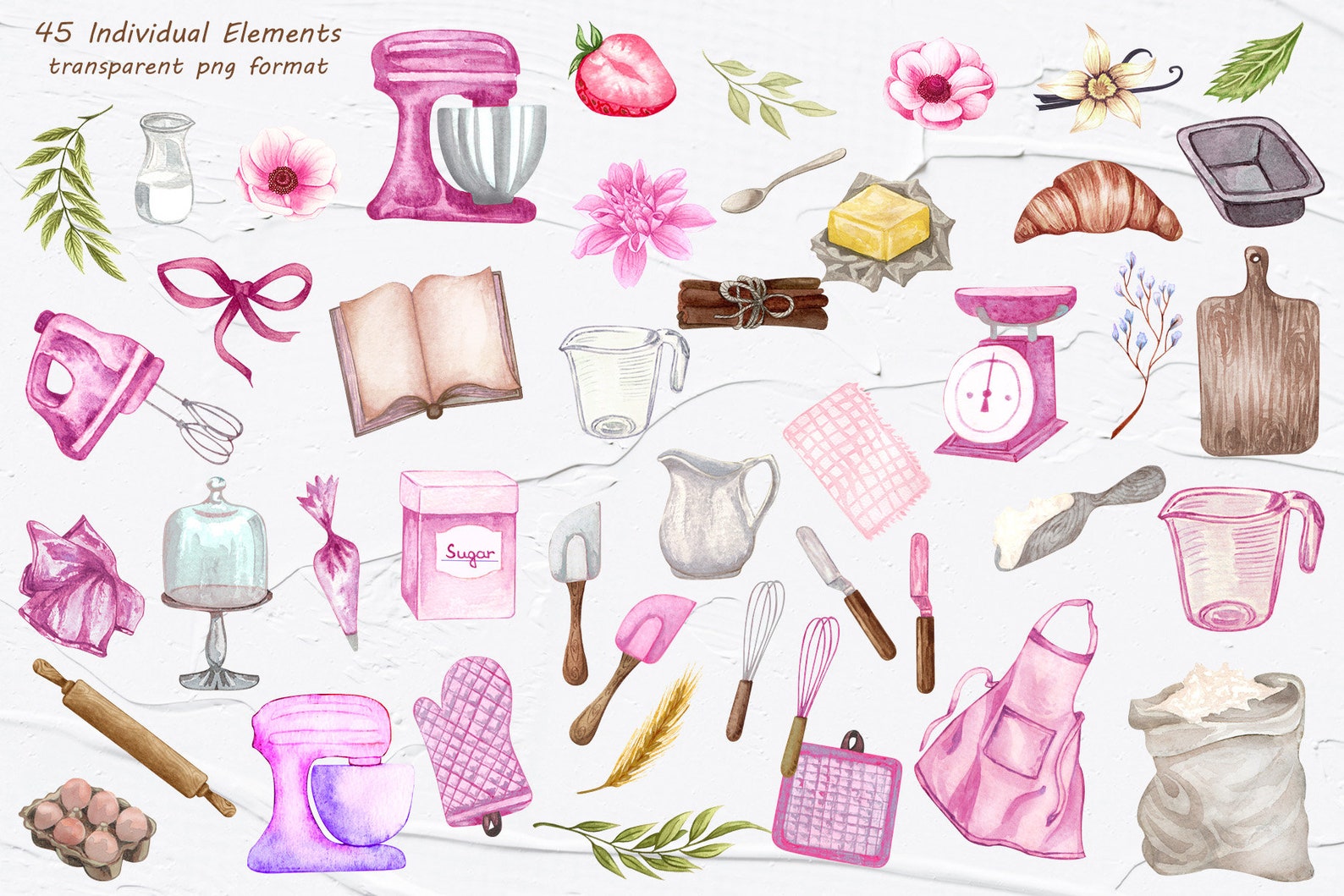 Watercolor Baking Clipart. Baking Supplies Illustration. | Etsy