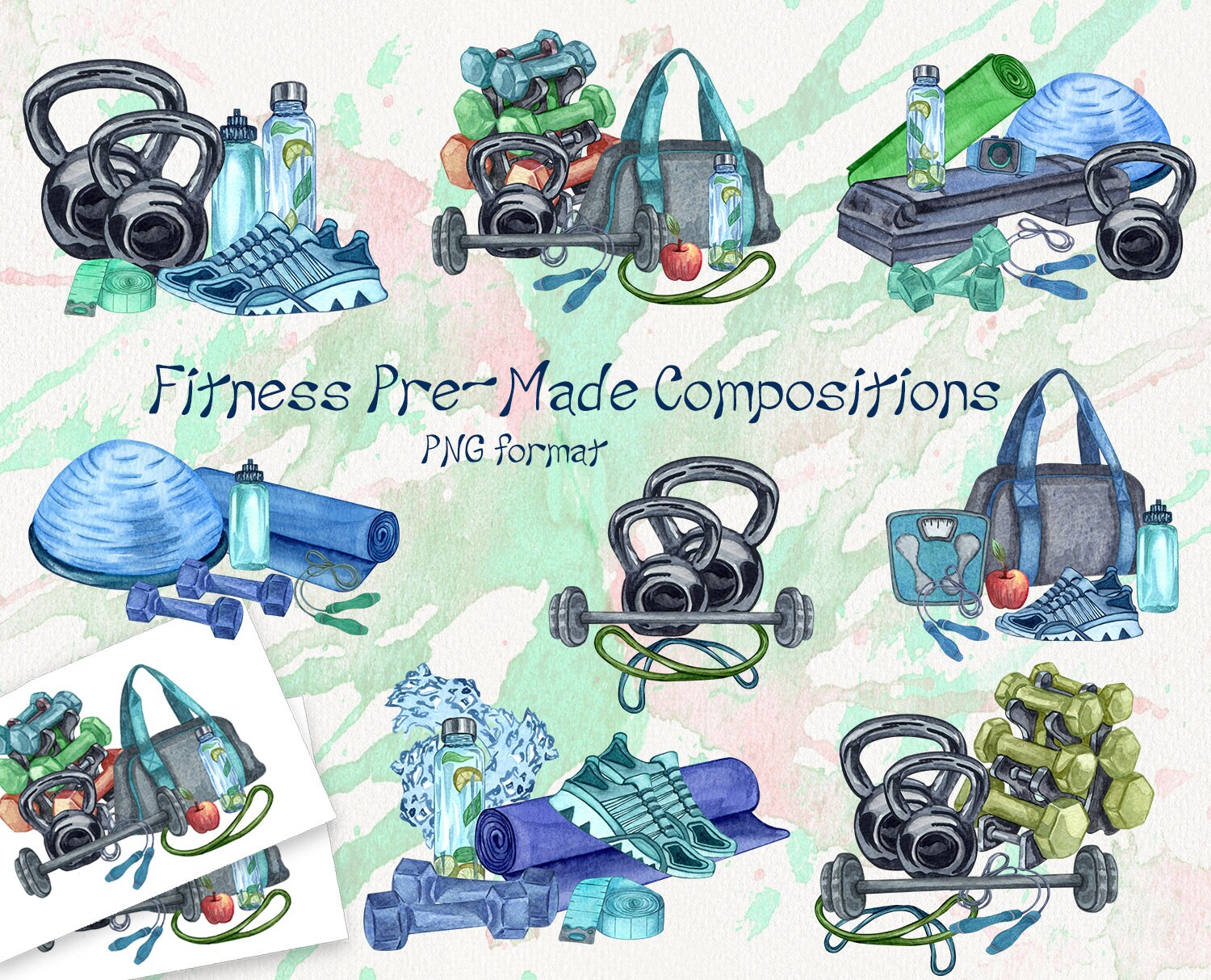 Sport Watercolor Cipart. Fitness Clipart. Gym clip art. | Etsy