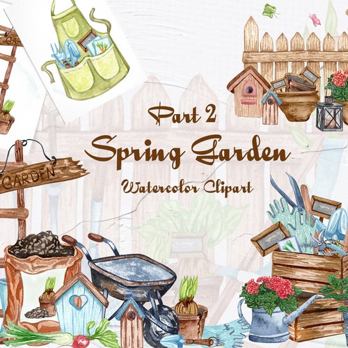 Watercolor Gardening Clipart Garden PNG Instant Download - Etsy