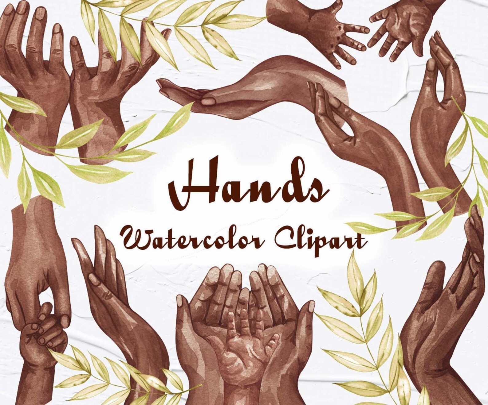 Hands Watercolor Clipart. Family Hands Clipart. Holding Hands. Family ...