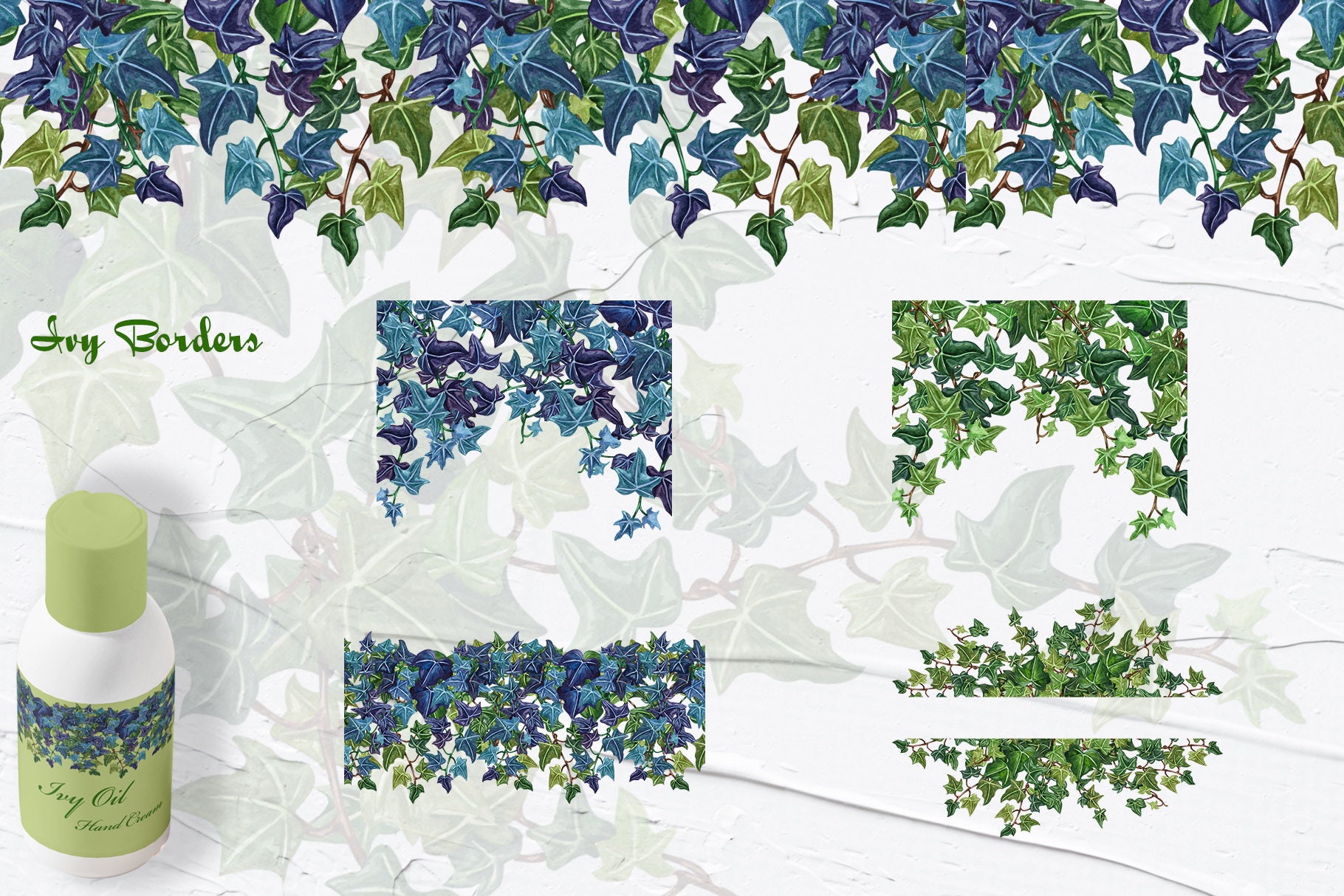 Ivy Watercolor Clipart. Ivy Frame Clipart. Winter Wreath | Etsy