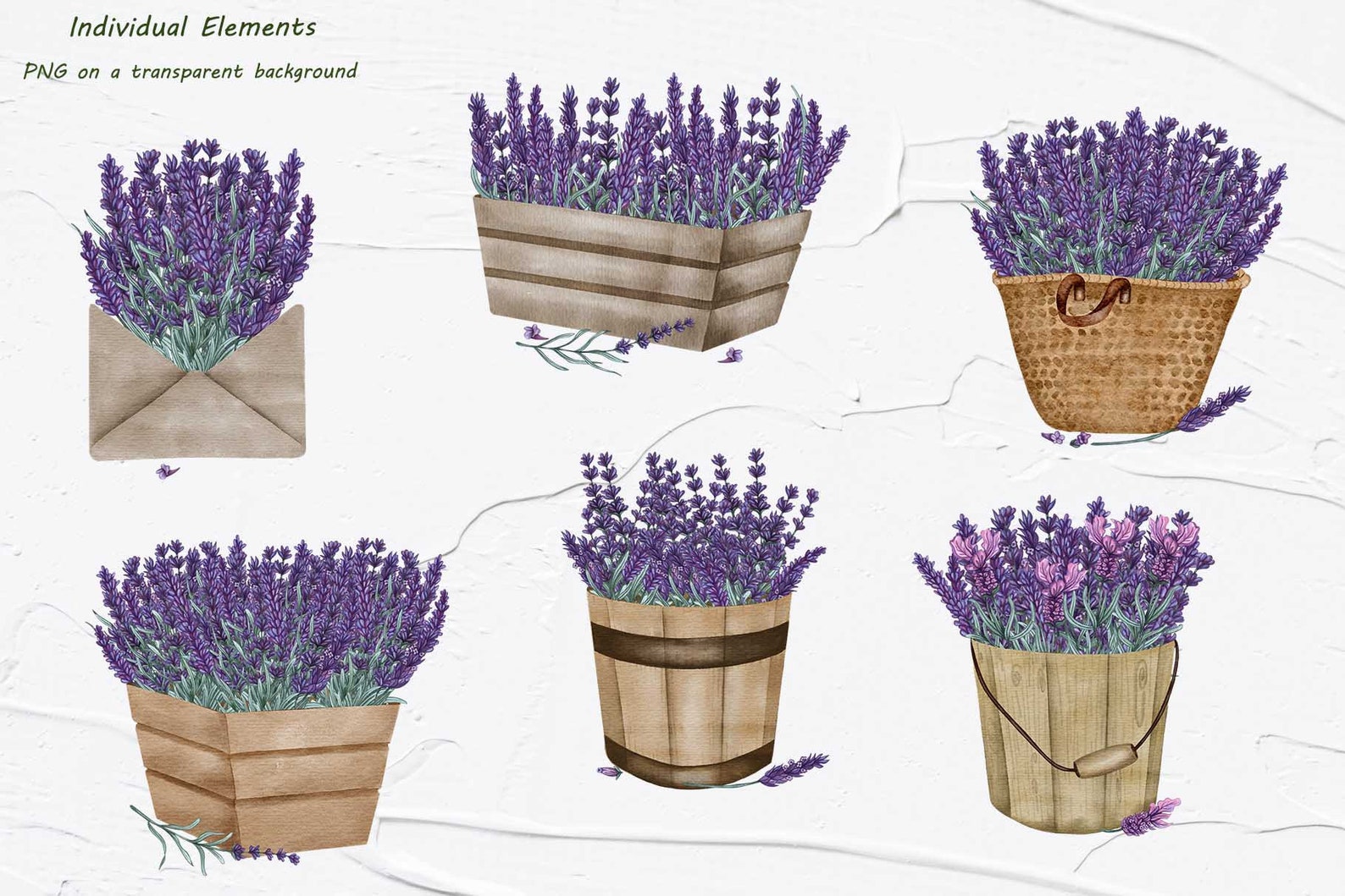 Watercolor Lavender Clipart. Vintage Lavandula Clipart. Rusty Farmhouse ...