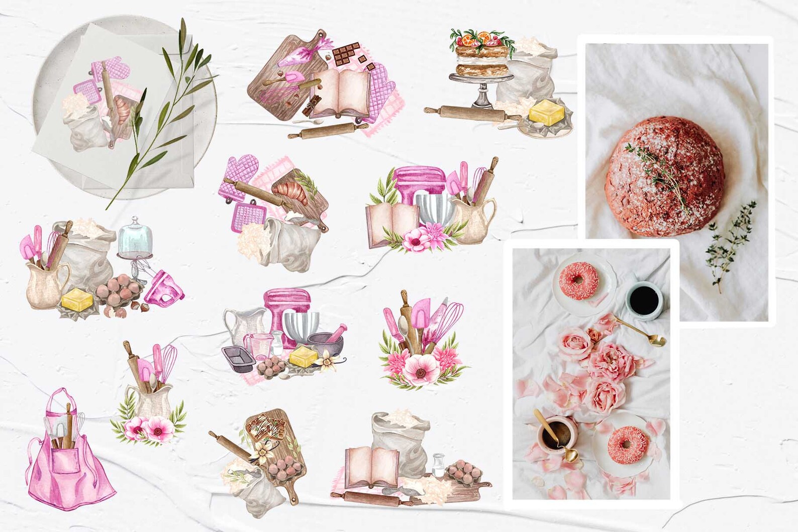 Baking Watercolor Clipart. Baking Supplies Illustration. - Etsy