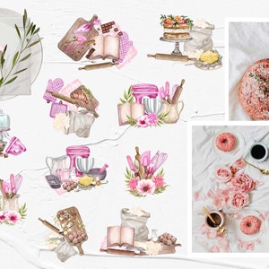 Baking Watercolor Clipart. Baking Supplies Illustration. Watercolor ...