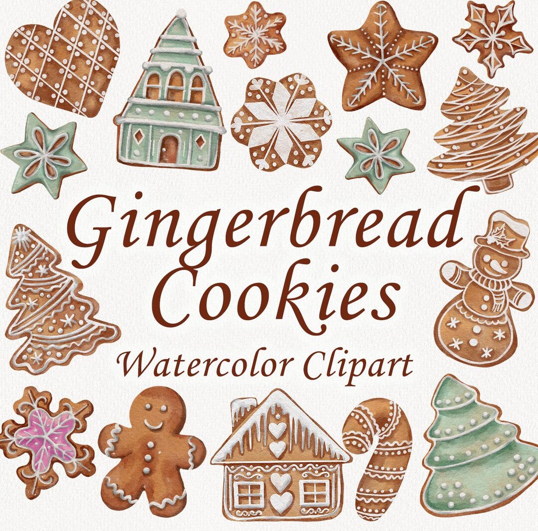 Watercolor Gingerbreads Clipart. Christmas Cookies Watercolor ...