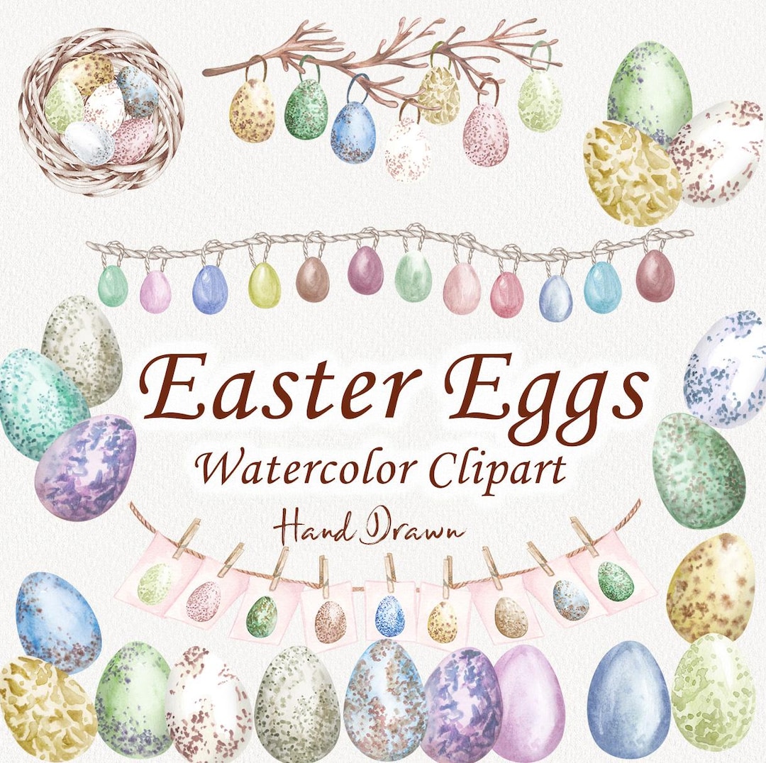 Easter Egg Clipart. Watercolor Rustic Spring. Pastel Easter Eggs ...