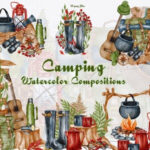 Camping Watercolor Clipart. Woodland Camping Clipart. Watercolor Wild ...