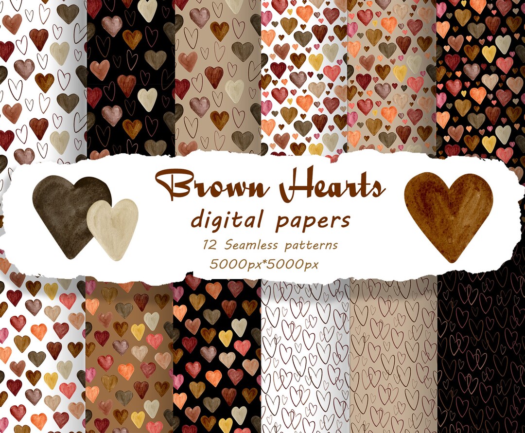 Watercolor Brown Hearts Clipart. Neutral Hearts Clip Art. Valentine's ...