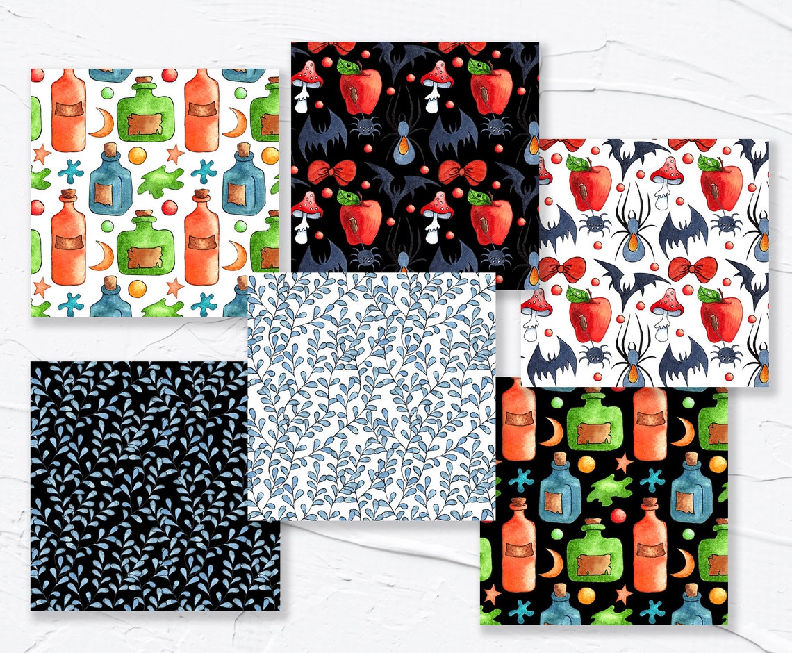 12 Watercolor Halloween Digital Papers. Halloween Seamless Pattern ...