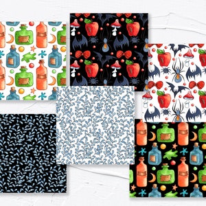 12 Watercolor Halloween Digital Papers. Halloween Seamless Pattern ...