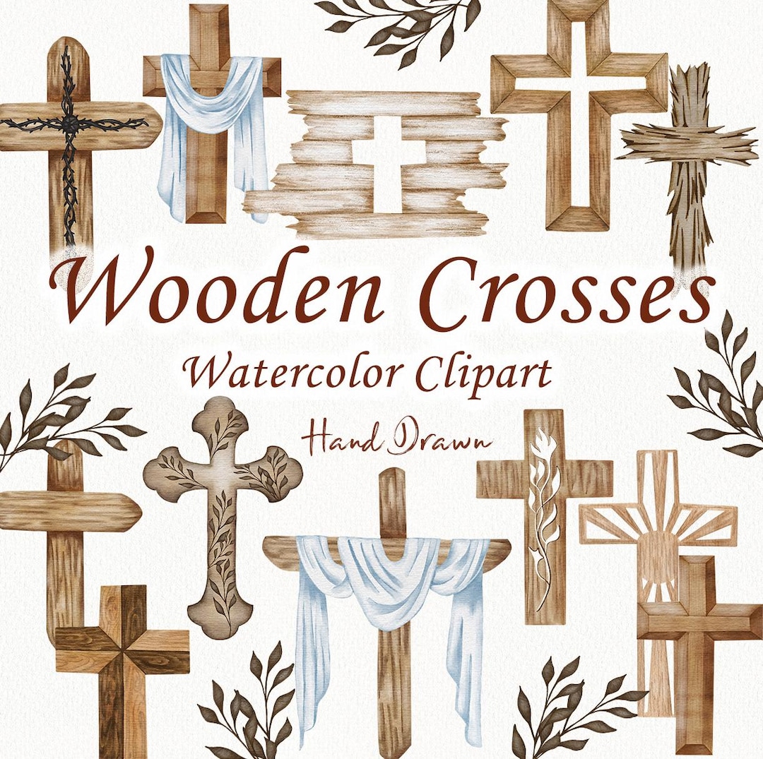 Wooden Cross Clipart. Easter Cross Clipart. Watercolor Crosses Clipart ...