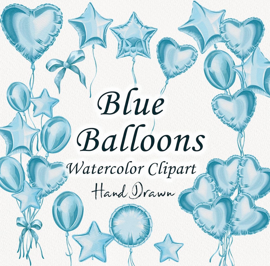 Watercolor Balloons Clipart. Blue Balloon PNG. Baby Shower. Boy ...
