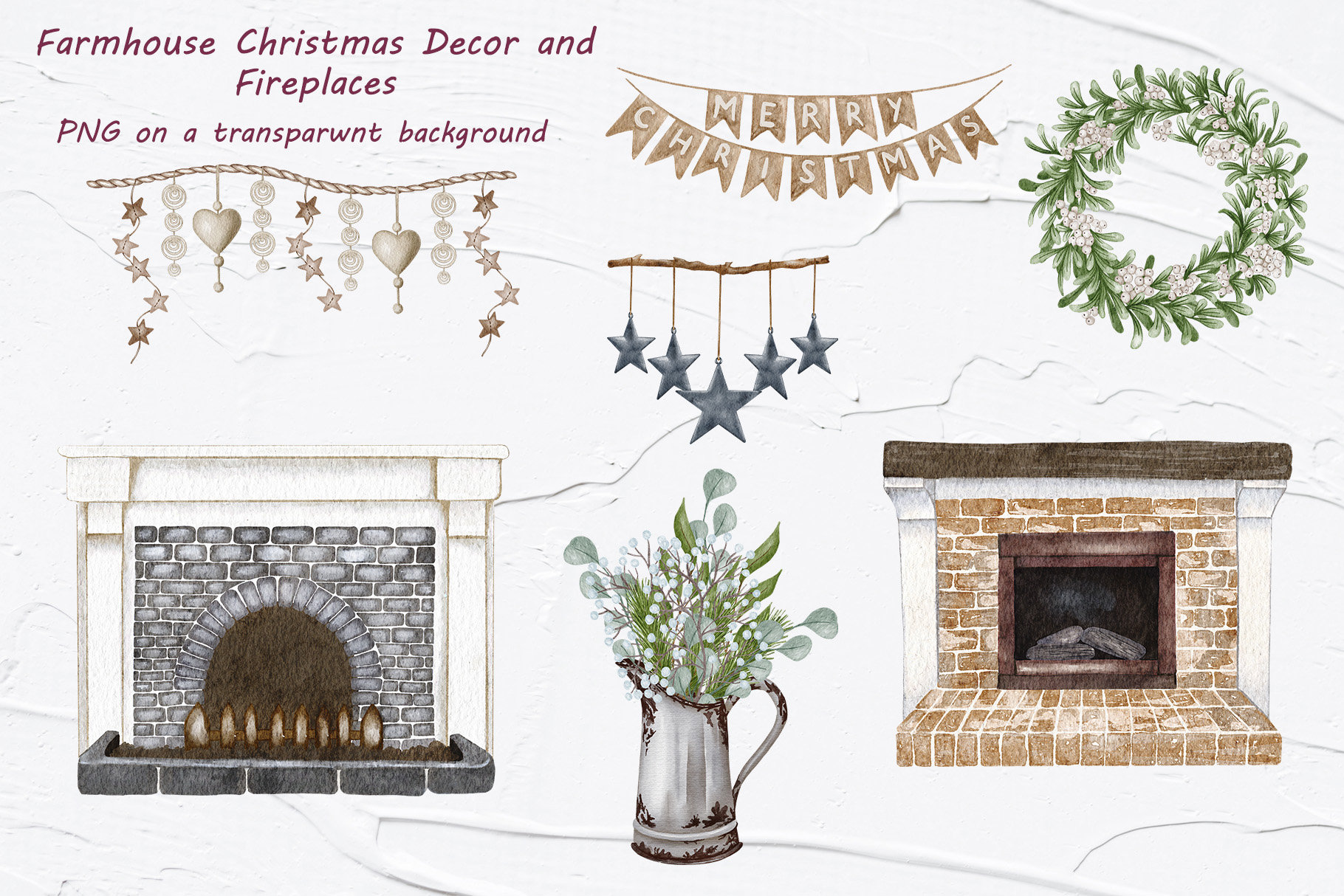 Farmhouse Christmas Clipart. Rustic Christmas. Winter Decor - Etsy