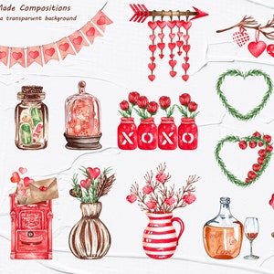 Valentine's Watercolor Clipart. Watercolor Love Clipart. Valentine's ...
