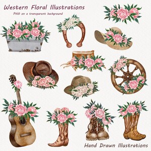 Western Watercolour Clipart. Cowboy Boots Clipart. Country Clipart ...