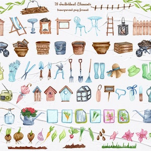 Gardening Watercolor Clipart. Garden Tools Illustration. Watercolor ...
