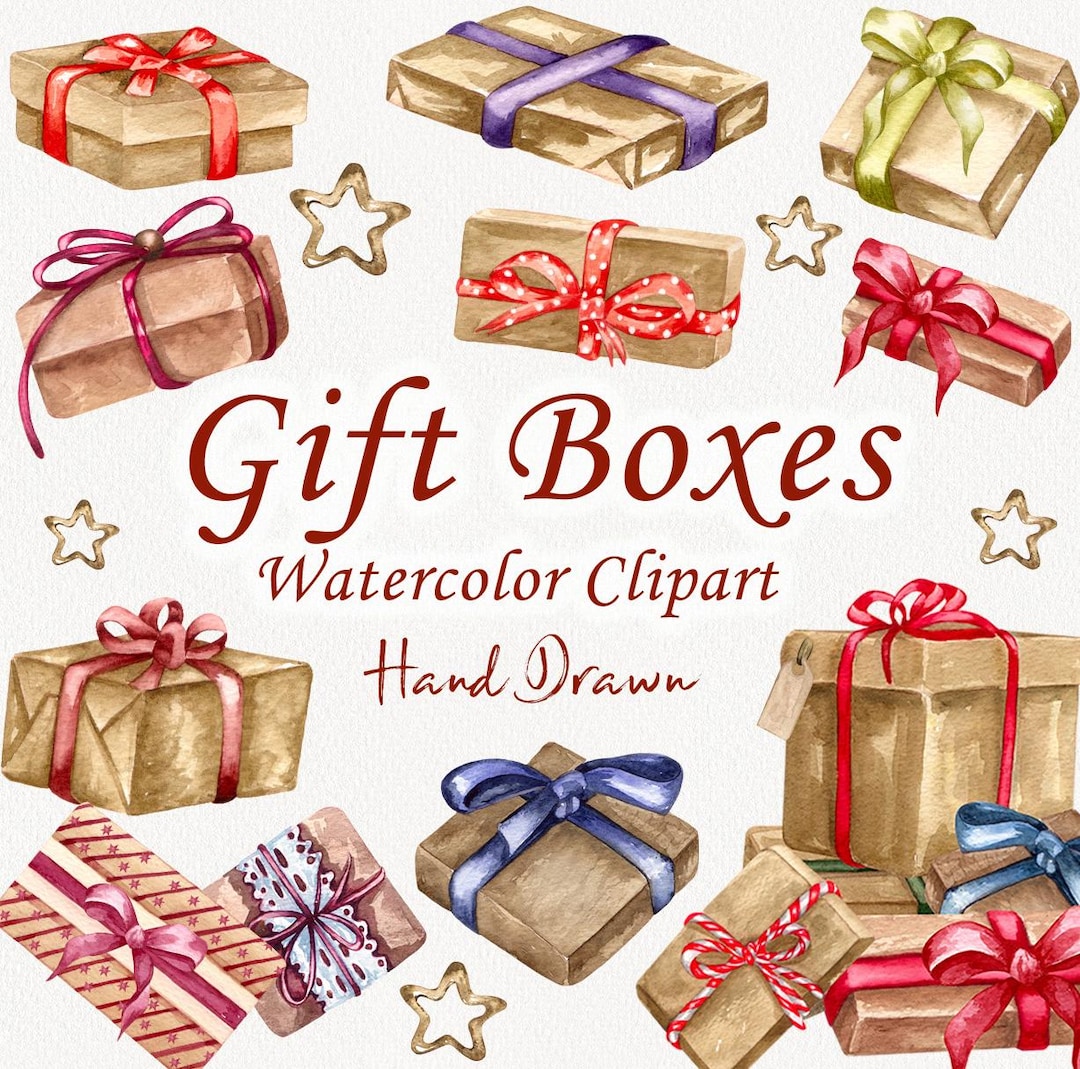 Gift Boxes Watercolor Clipart. Valentines Gifts. Watercolor Gifts ...