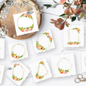 Peach Golden Wreath Clipart. Peach Wreath Clipart. Peach Frames. Summer ...