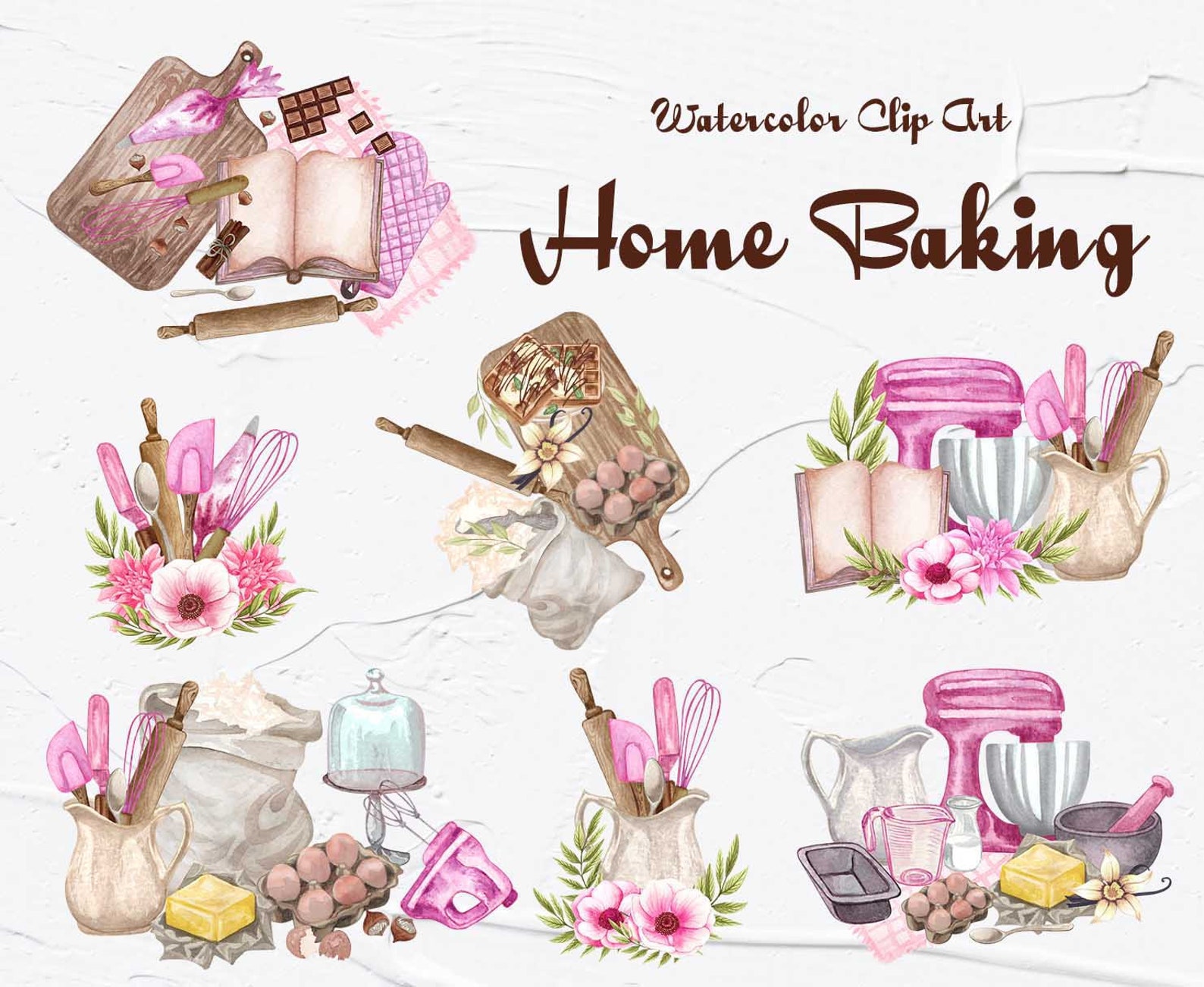 Baking Watercolor Clipart. Baking Supplies Illustration. - Etsy