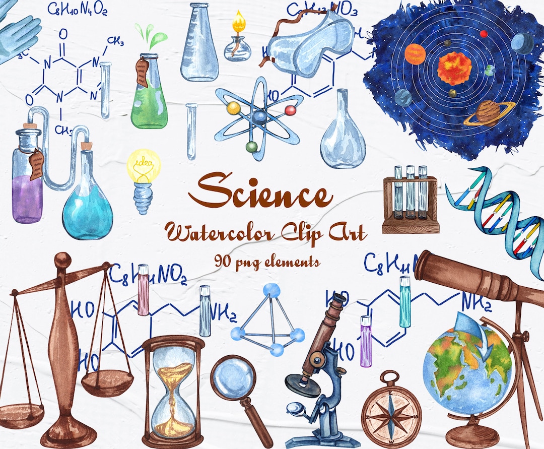 Science Watercolor Clipart. Back to School, Chemistry, Laboratory ...