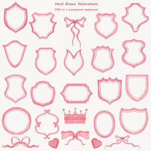 Crests Clipart. Wedding Crests. Watercolor Crests. Watercolor Pink ...