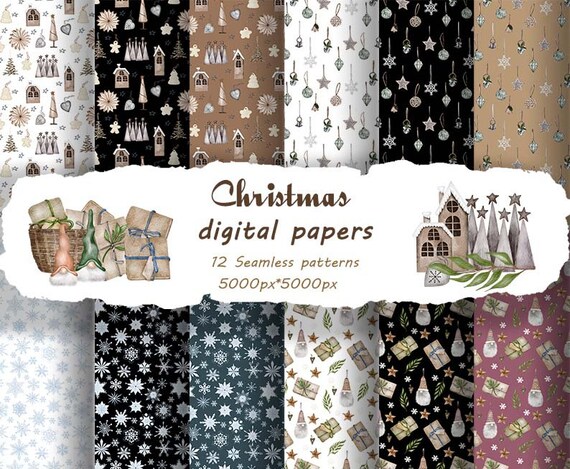 Farmhouse Christmas Digital Paper. Rustic Christmas - Etsy