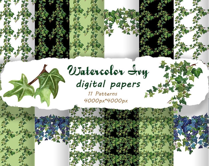 Ivy on a Gate Clipart Bundle 10 High Res Watercolor Jpgs for Junk ...