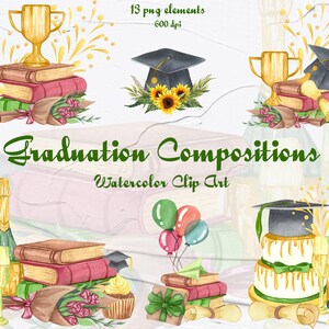 Graduation Clipart. Watercolor Graduation Clipart. Party - Etsy