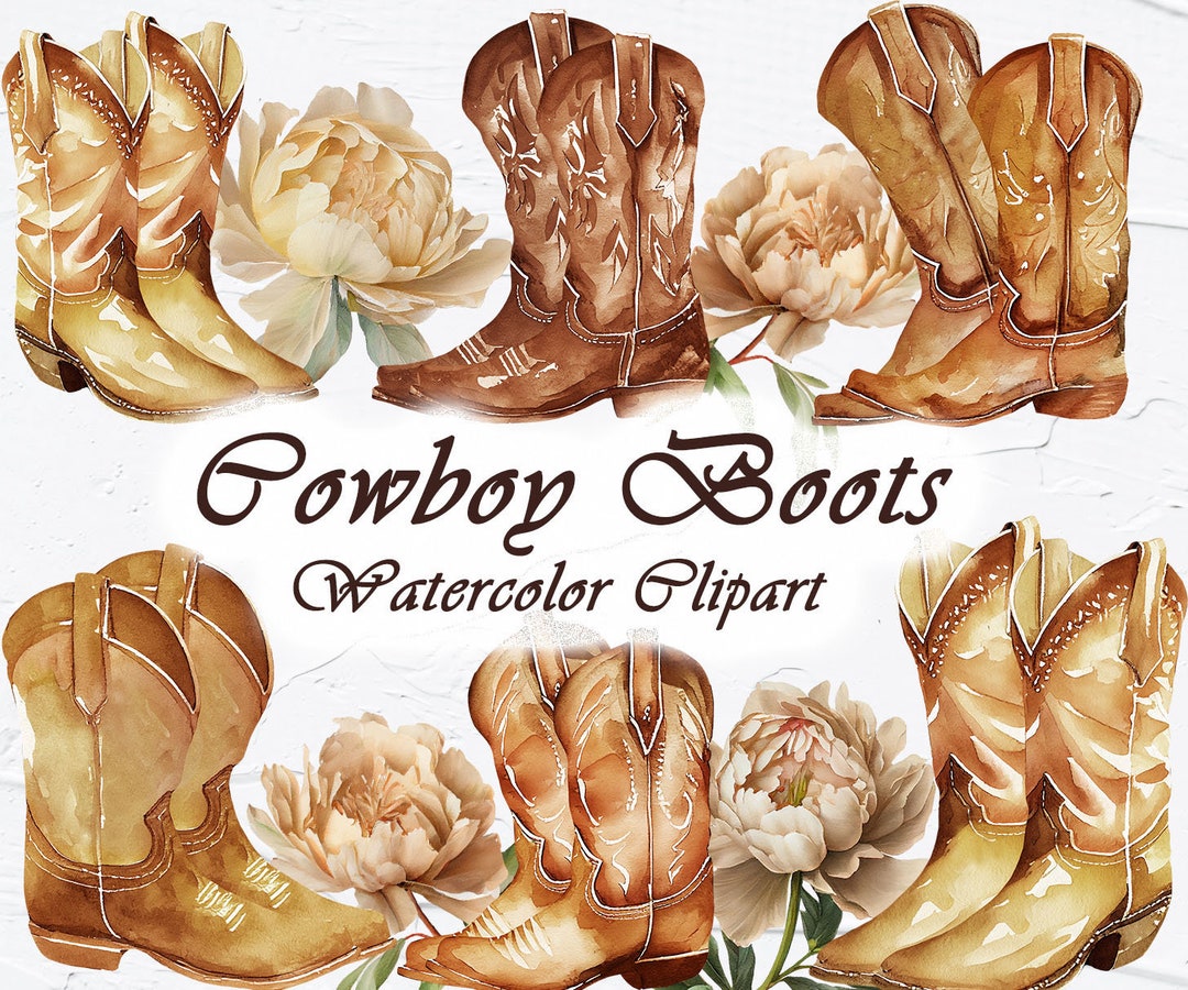Cowboy Boots Clipart. Floral Boots Clipart. Country Clipart. Rustic ...