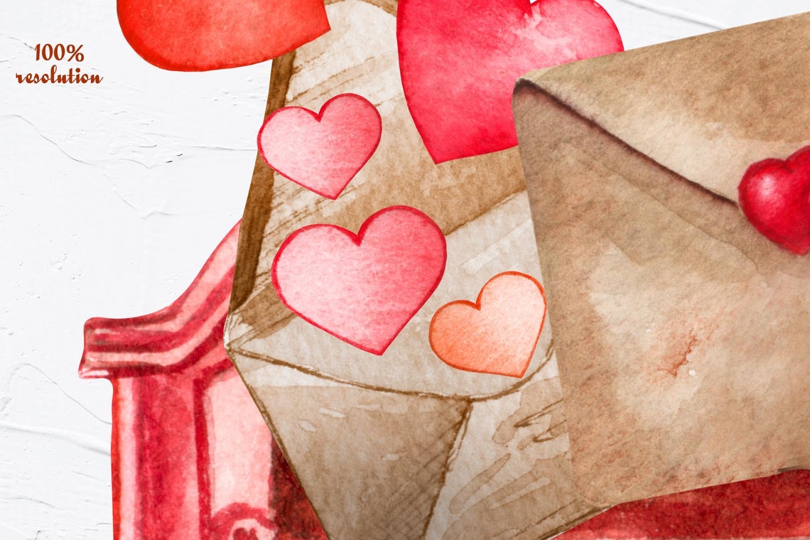 Valentine's Watercolor Clipart. Watercolor Love Clipart. Valentine's ...
