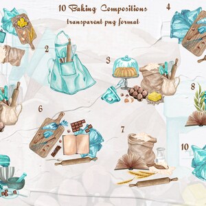 Baking Watercolor Clipart. Kitchen Clipart Bakery Logo Design. Pastry ...