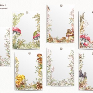 Forest Frames Clipart. Mushroom Watercolor Clipart. Mushrooms. Autumn ...
