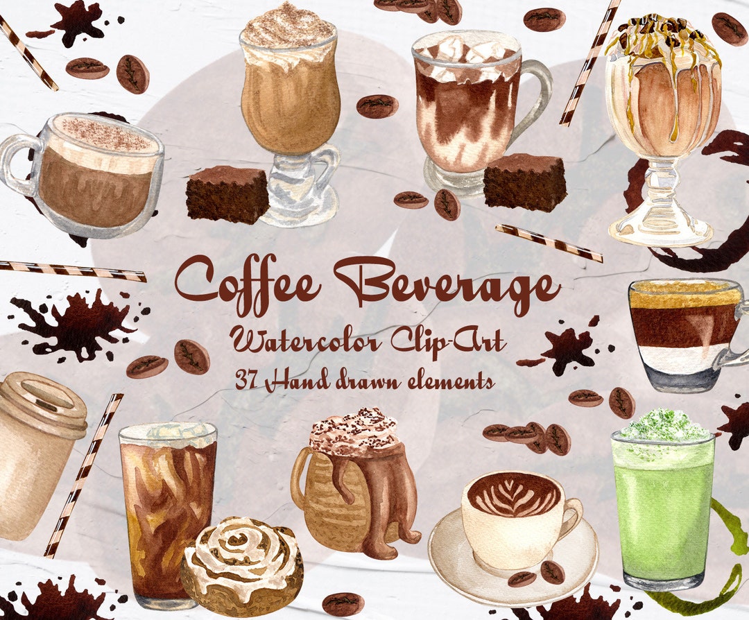 Coffee Drinks Clipart. Watercolor Coffee, Coffee Shop Menu Design ...