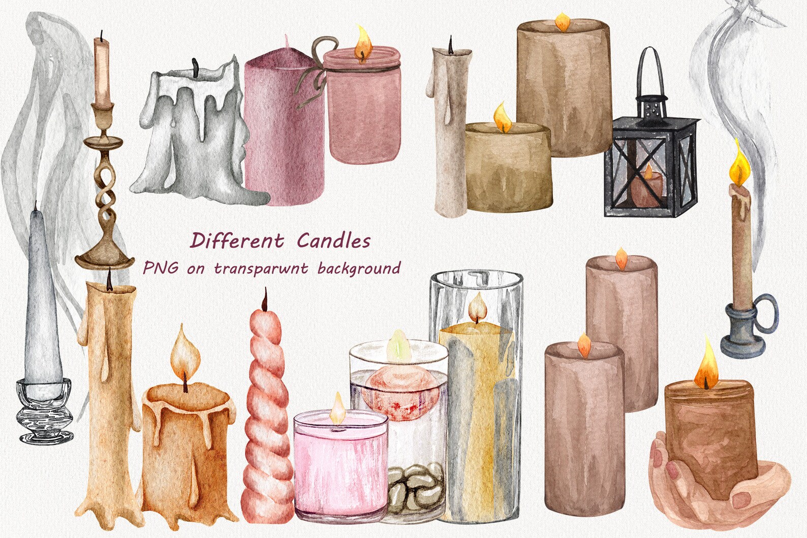 Candles Watercolor Clipart. Halloween Candles. Vintage Candles | Etsy