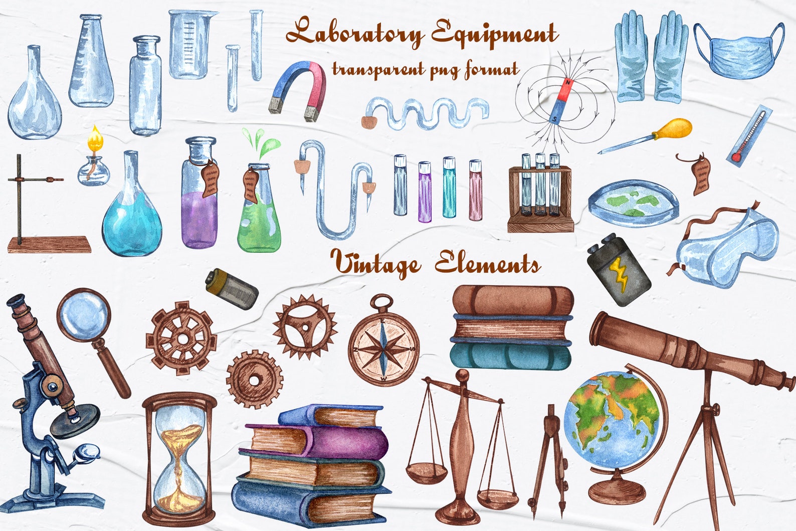 Science Watercolor Clipart. Back to school chemistry | Etsy