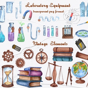 Science Watercolor Clipart. Back to School, Chemistry, Laboratory ...