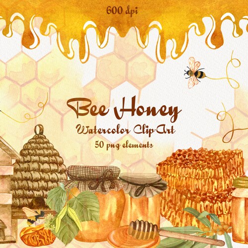 Bee Watercolor Clipart Honey Watercolor Clipart Bees Clip - Etsy
