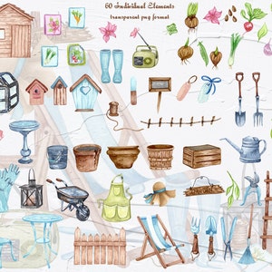 Gardening Watercolor Clipart. Garden Tools Illustration. Watercolor ...