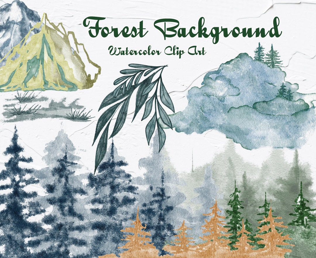 Forest Watercolor Clipart. Landscape Watercolor Clipart. Woodland ...